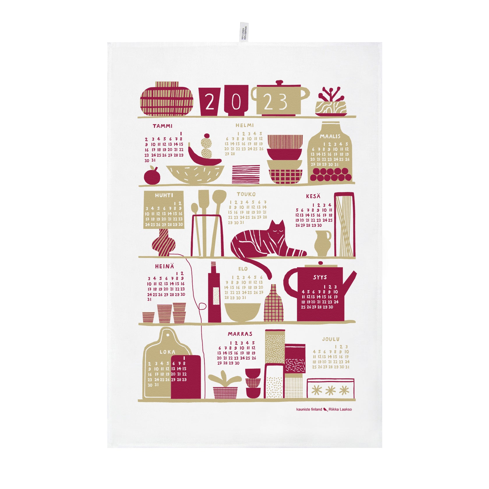 2023 Calendar Kitchen Towel Pink – Kauniste