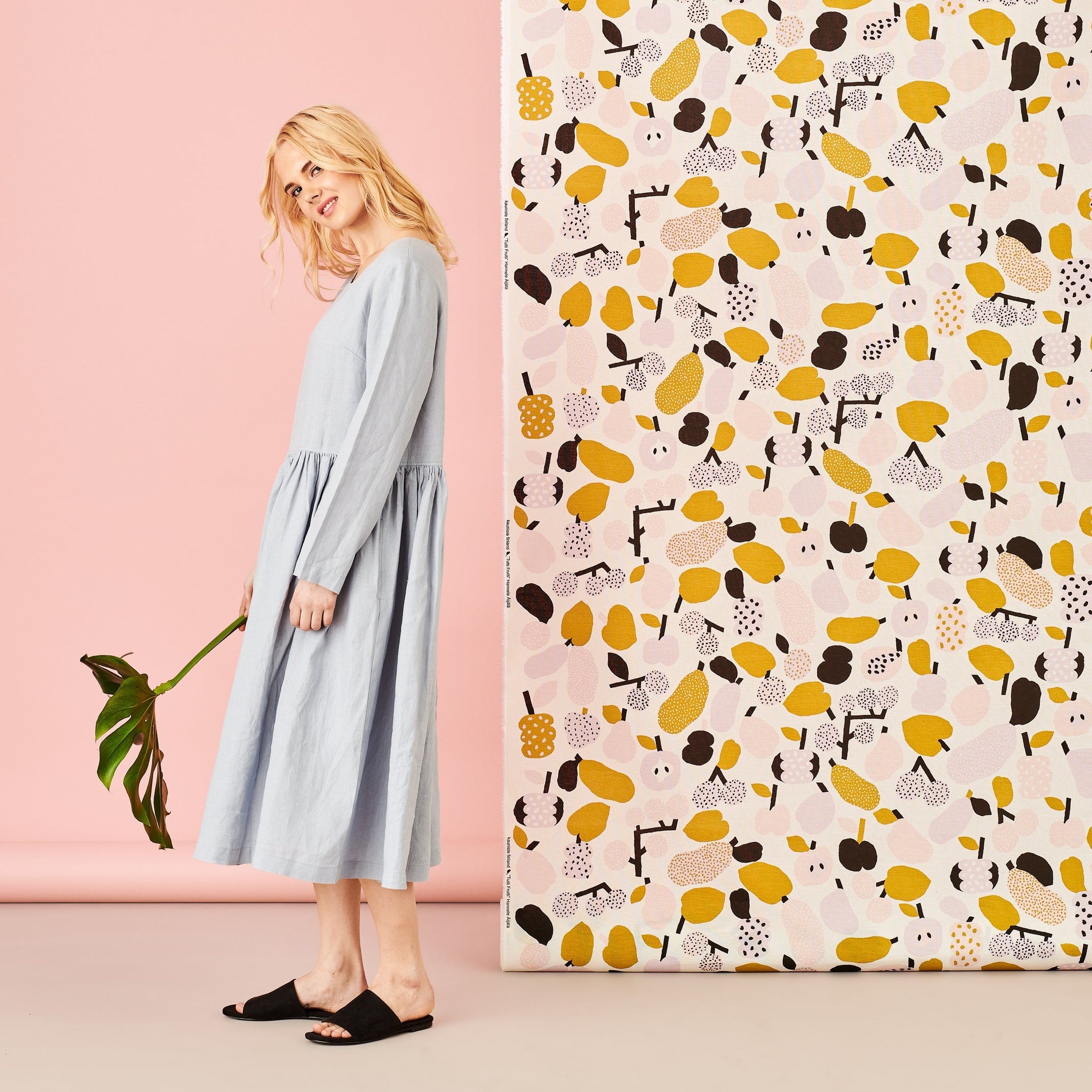 Tutti Frutti Olive Green Linen Fabric – Kauniste